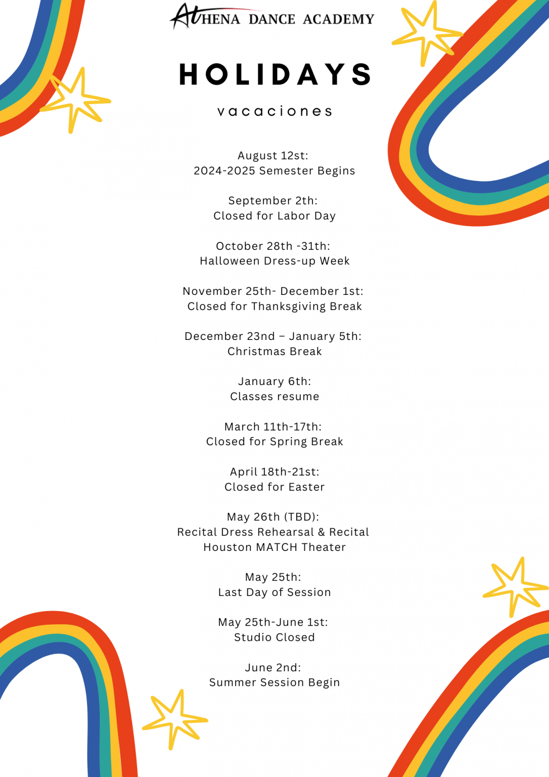 Calendar – Athena Dance Academy
